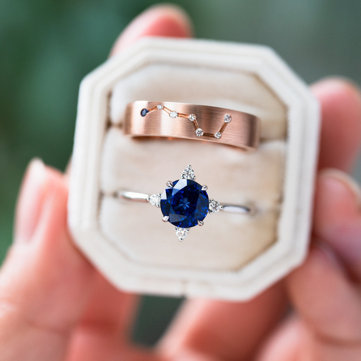 Polaris | North Star Ring in Lab Blue Sapphire – Michellia Fine Jewelry