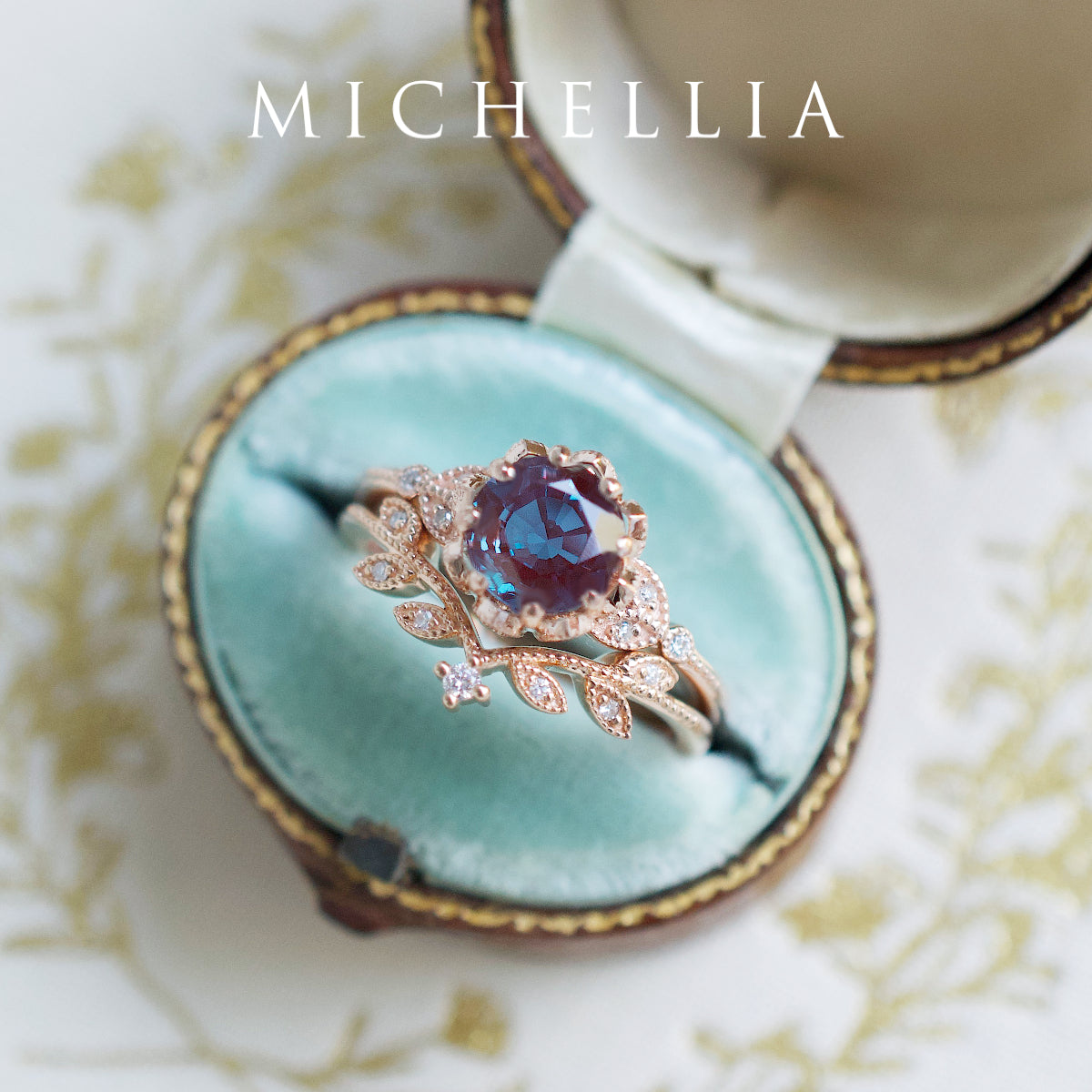 Evanthe | Vintage Floral Ring in Lab Alexandrite – Michellia Fine Jewelry