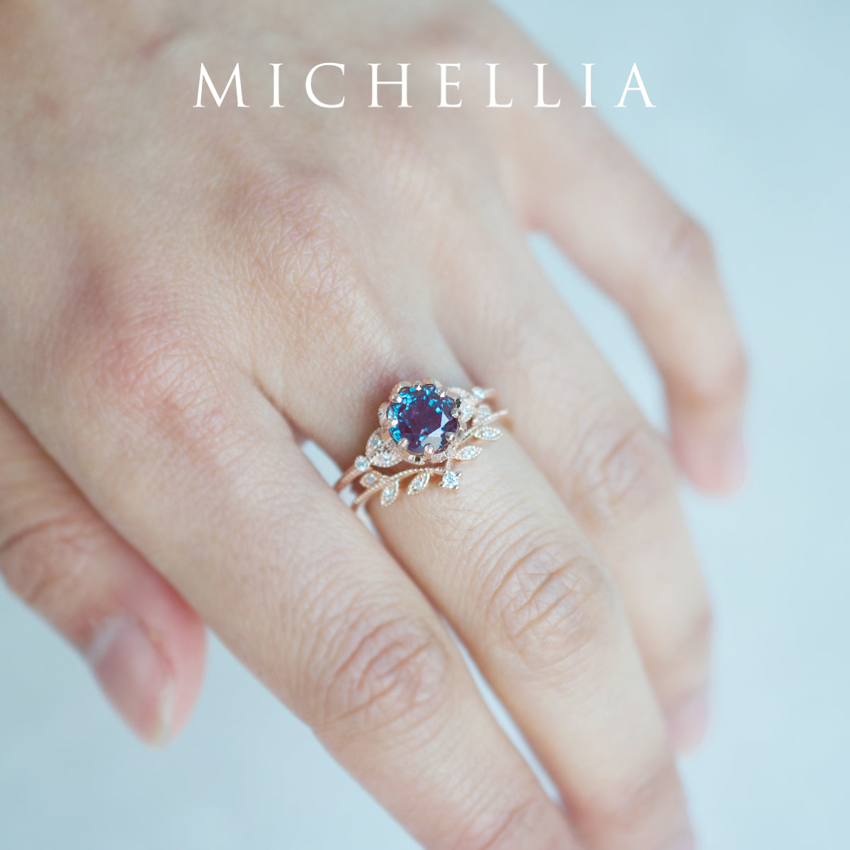 Evanthe | Vintage Floral Ring in Lab Alexandrite – Michellia Fine Jewelry