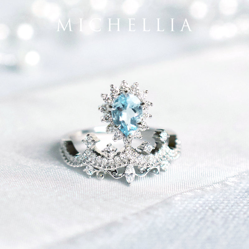 Angelique | Venetian Crown Engagement Ring in Aquamarine – Michellia ...