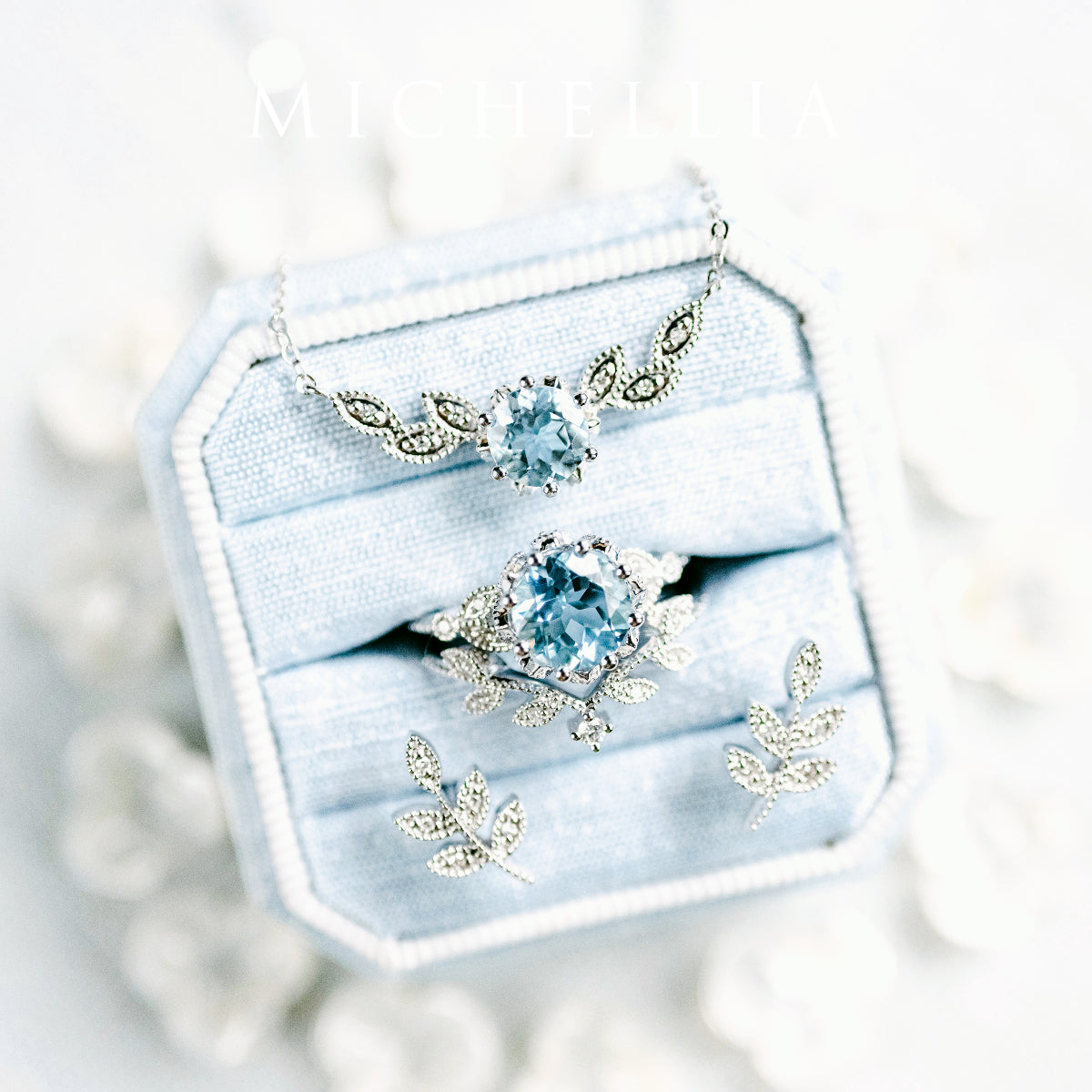 Evanthe | Vintage Floral Engagement Ring in Aquamarine – Michellia Fine ...