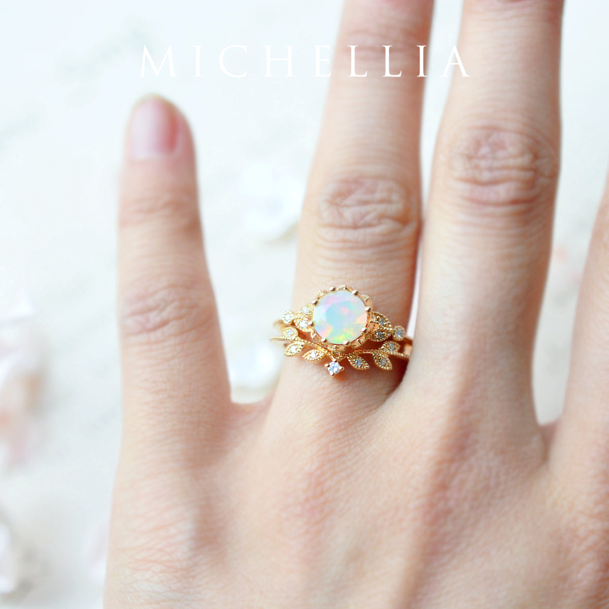 Evanthe | Vintage Floral Ring in Opal – Michellia Fine Jewelry