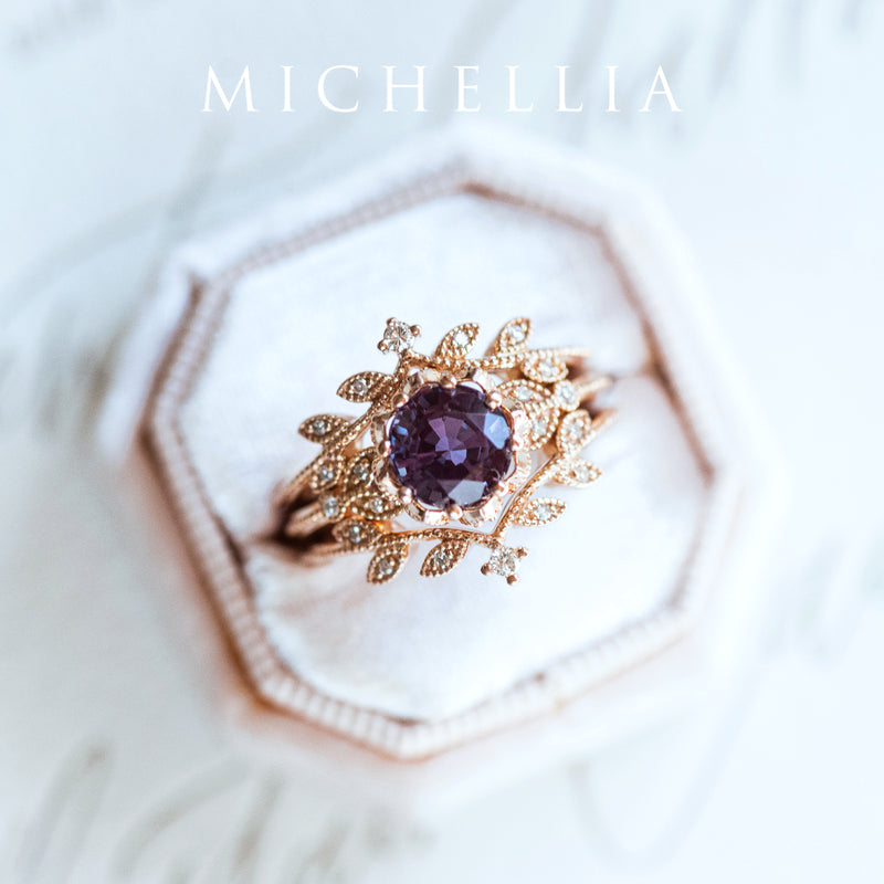 Evanthe | Vintage Floral Ring in Lab Alexandrite – Michellia Fine Jewelry