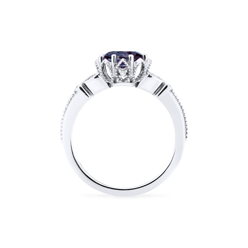 Evanthe | Vintage Floral Engagement Ring in Lab Alexandrite – Michellia ...